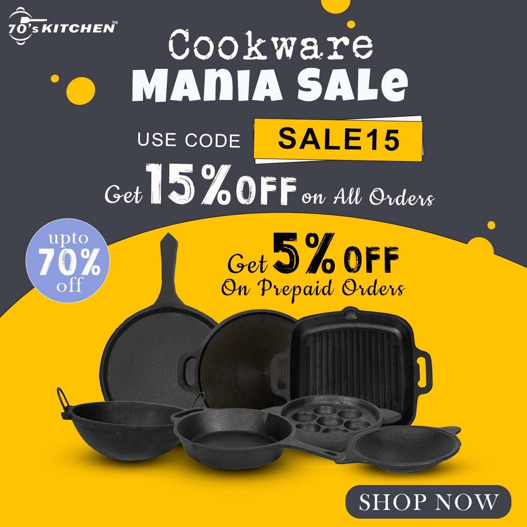 70sKitchen - Cast Iron Cookware - Best Traditional Cookware Brand in India