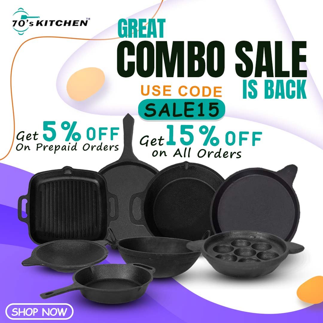 70sKitchen - Cast Iron Cookware - Best Traditional Cookware Brand in India